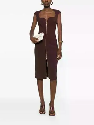 Elisabetta Franchi Zip-up Midi Dress - Brown