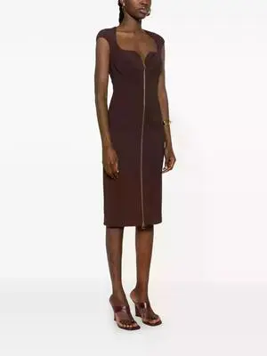 Elisabetta Franchi Zip-up Midi Dress - Brown