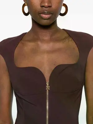 Elisabetta Franchi Zip-up Midi Dress - Brown