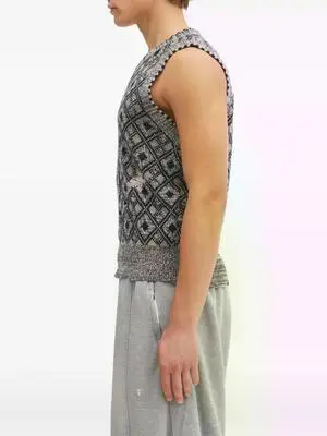 WALES BONNER V-neck Argyle Vest
