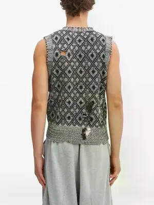 WALES BONNER V-neck Argyle Vest