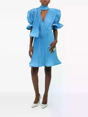 ROWEN ROSE Puff Sleeve Pleated Midi Dress