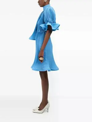 ROWEN ROSE Puff Sleeve Pleated Midi Dress