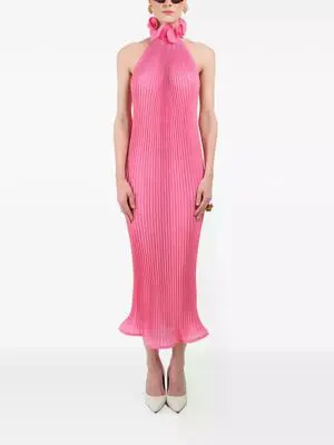 ROWEN ROSE Pleated Turtleneck Maxi Dress