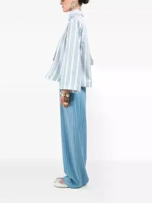 ROWEN ROSE Striped Scarf Shirt With Integrated Scarf