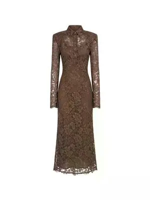 ROWEN ROSE Maxi Dress With Polo Collar And Belt - Brown