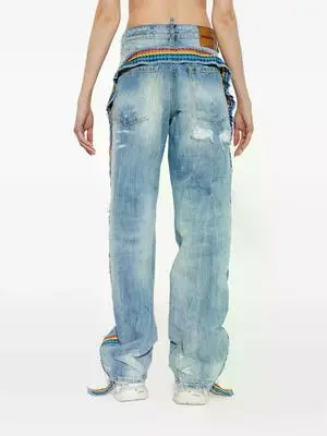 Dsquared2 Loose Fit Twist Jeans With Rainbow Detail