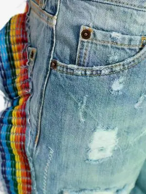 Dsquared2 Loose Fit Twist Jeans With Rainbow Detail