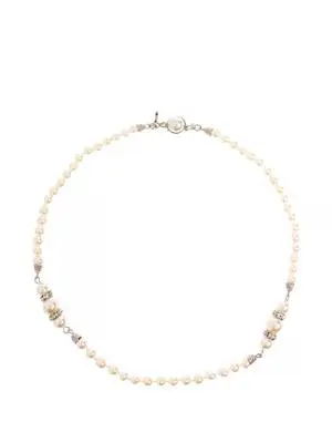 Alessandra Rich Pearl Beaded Necklace - Silver