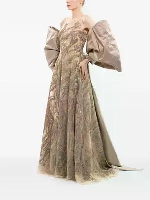 SAIID KOBEISY Bow-embellished Cape - Neutrals