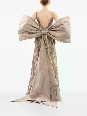 SAIID KOBEISY Bow-embellished Cape - Neutrals