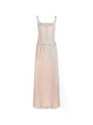 Staud Greta Button-embellished Maxi Dress - Neutrals