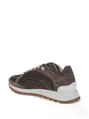 Brunello Cucinelli Bead-detail Lace-up Sneakers - Brown