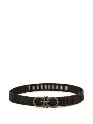 FERRAGAMO Adjustable Gancini Leather Belt - Black