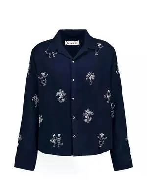 BAZISZT Embroidered Button-up Shirt - Blue