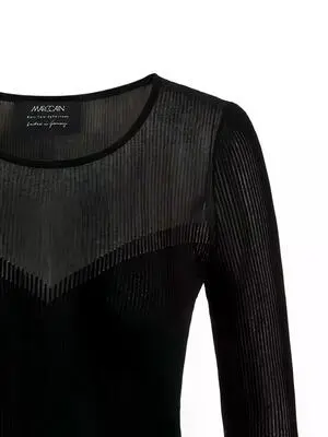MARCCAIN Ribbed Knit T-shirt With Sheer Panel