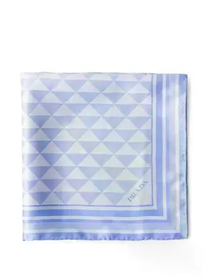 Prada Jacquard Silk Scarf 55x55 - Blue