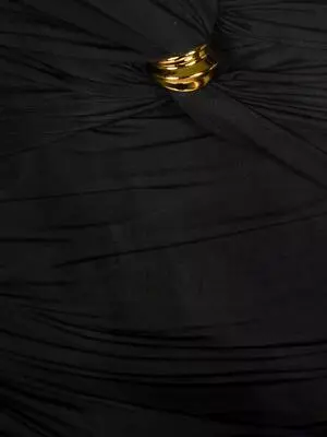 Elisabetta Franchi Long-sleeved V-neck Top With Jeweled Clasp