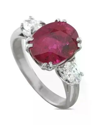 LB EXCLUSIVE 18k White Gold Diamond And Rubellite Ring
