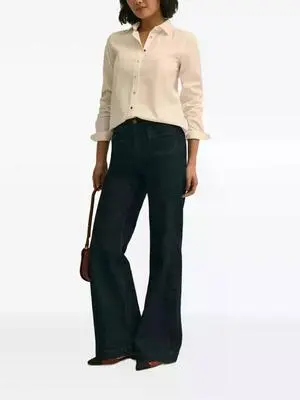 Brooks Brothers Logo Button Poplin Blouse - Neutrals