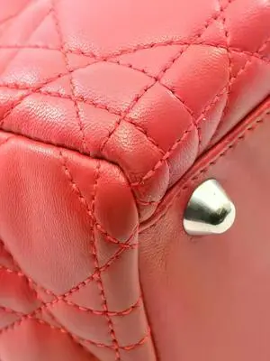 Dior Large Lady Canage Leather Handbag - Red