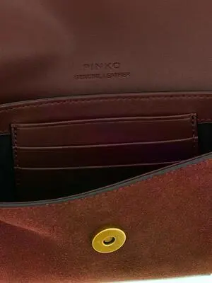 Pinko Medium Suede Shoulder Bag - Red