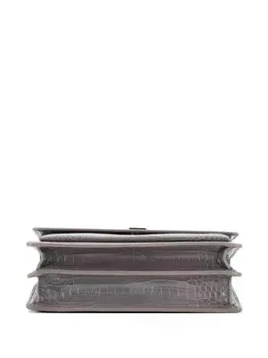 Saint Laurent Sunset Crocodile Embossed Leather Crossbody Bag - Grey