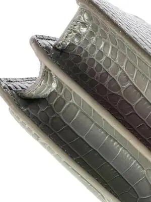Saint Laurent Sunset Crocodile Embossed Leather Crossbody Bag - Grey