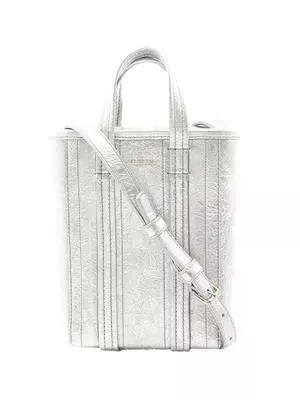 Balenciaga 2010-2026 Metallic Leather Phone Holder Crossbody Bag - Silver