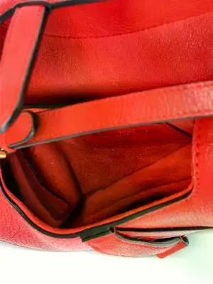Dior Saddle Handbag With Strap Leather Micro Shoulder Bag - Red