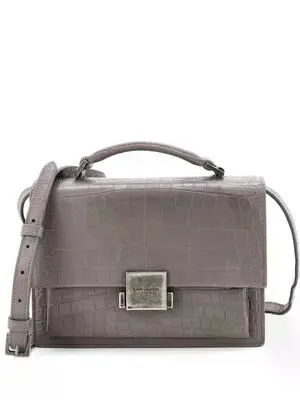 Saint Laurent Bellechasse Crocodile Embossed Leather Medium Satchel - Grey