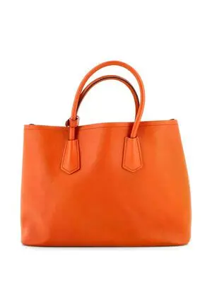 Prada Cuir Double Saffiano Leather Medium Tote Bag - Orange