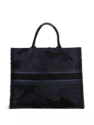 Dior Camouflage Embroidered Canvas Large Tote Bag - Blue