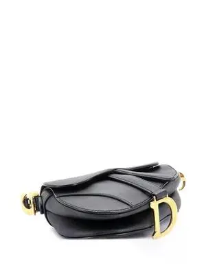 Dior Saddle Handbag Leather Mini Shoulder Bag - Black