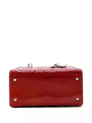 Dior Lady Nm Medium Satchel Cannage Quilt Patent - Red
