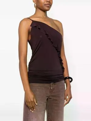 Pinko Ruffled One-shoulder Top - Brown