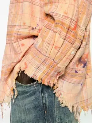 R13 Plaid Frayed Shirt