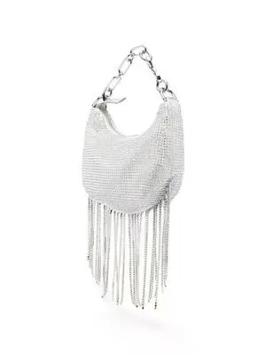 TWINSET Fringed Rhinestone-embellished Mini Bag - Silver