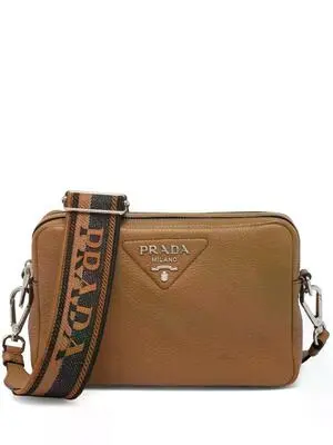 Prada Triangle-logo Plaque Crossbody Bag - Brown