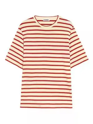 JIL SANDER Striped-pattern Logo-patch T-shirt