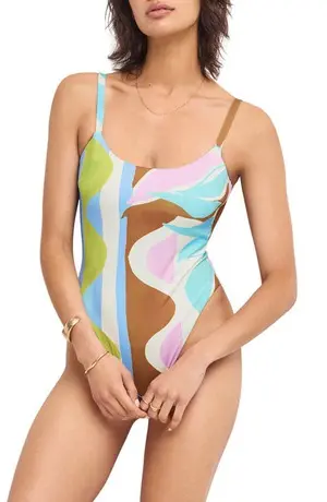 Vitamin A® Nova Low Back One-piece Swimsuit - Coast Colorblock