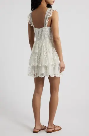 LoveShackFancy Tuli Lace Layered Ruffle Minidress