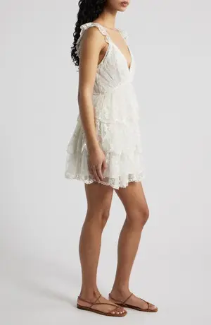 LoveShackFancy Tuli Lace Layered Ruffle Minidress