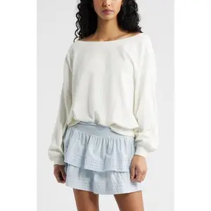 Bp. Lace Trim Off-the-shoulder Sweatshirt - Ivory