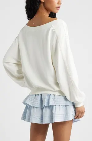 Bp. Lace Trim Off-the-shoulder Sweatshirt - Ivory