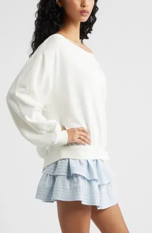 Bp. Lace Trim Off-the-shoulder Sweatshirt - Ivory