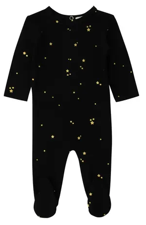 NOGGIWEAR Star Print Footie - Black/gold Stars