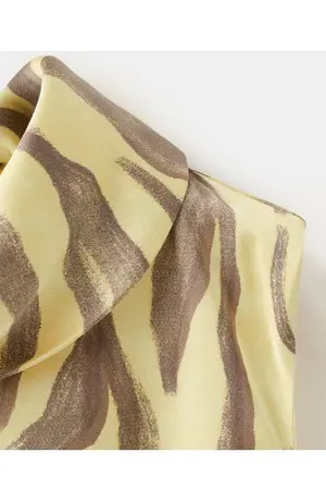 Mango Zebra Stripe Midi Dress With Scarf Detail