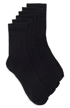 Nordstrom Everyday 3-pack Demi Crew Socks - Black