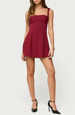 EDIKTED Sleeveless Mini Dress With Pleated Skirt